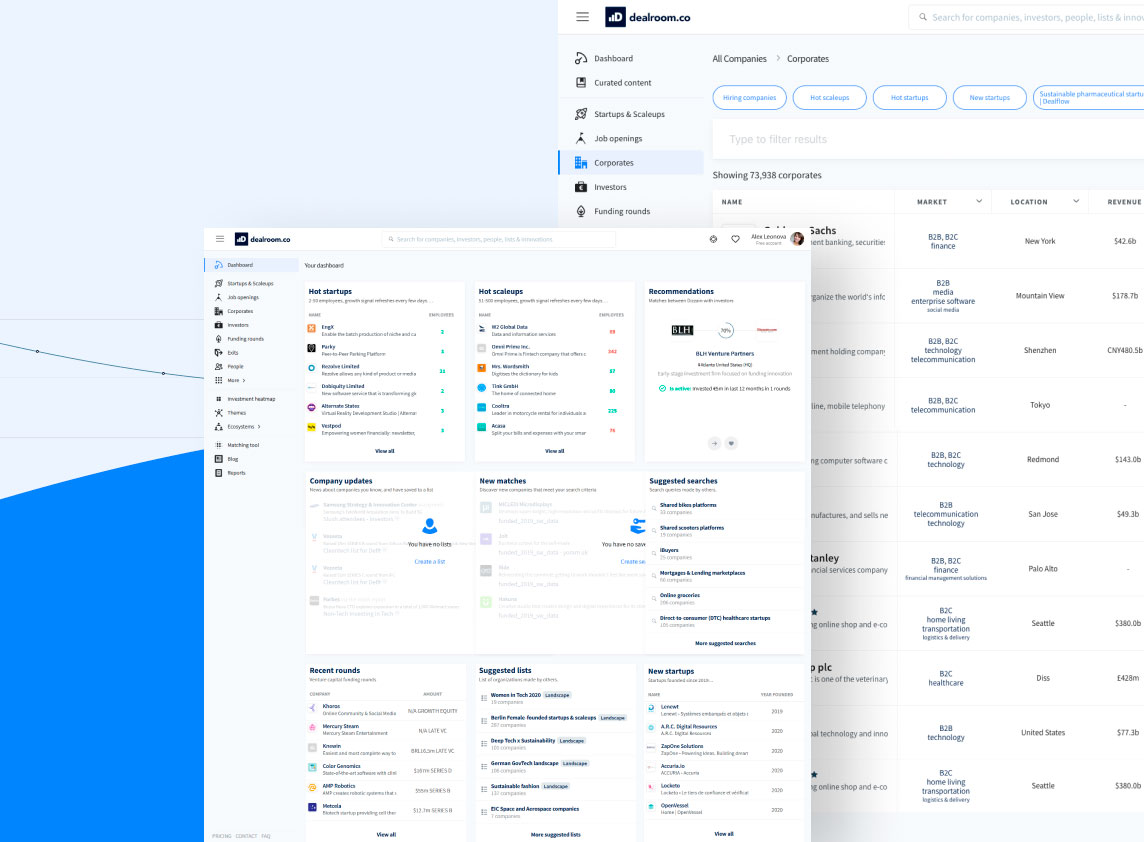 Investment Platform Development for Dealroom, Venture Capital Database